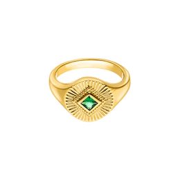 Paul Valentine Emerald Signet Ring 14K Gold Plated