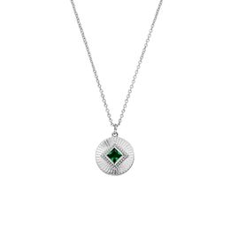 Paul Valentine Emerald Coin Necklace Silver