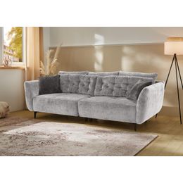 Jockenh&ouml;fer Big-Sofa JOCKENH&Ouml;FER GRUPPE "Spa, im Retrolook mit Wellenfederung", grau (hellgrau), B:251cm T:110cm, Korpus: 100% Polyester;Kissen: 100% Polyacryl, Sofas, Big-Sofa, und frei im Raum stellbar, inkl. 7 Kissen, Topseller