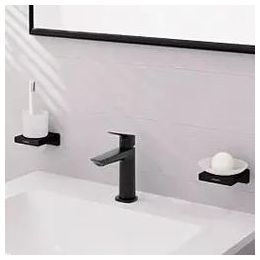 Hansgrohe Logis Einhebel-Waschtisch-Armatur 71252670 Push-Open- Ablaufgarnitur, UP, Ausladung 121mm, mattschwarz