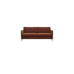 2,5-Sitzer FLEXLUX "Fiore, super bequem durch Kaltschaum im Sitz", braun (cognac), B:181cm H:85cm T:92cm, 100% Polyester, Sofas, schmale Armlehnen, F&uuml;&szlig;e Alu+ Eiche
