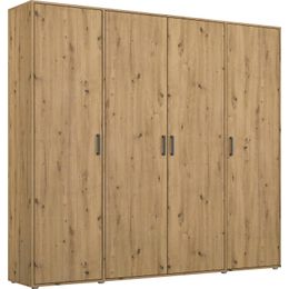 Drehtürenschrank Rauch "Kleiderschrank Schrank Garderobe Wäscheschrank TOPSELLER VOYAGER" Schränke Gr. B/H/T: 187 cm x 194 cm x 53 cm, 4 St., braun (eiche artisan) mit modernen Griffen in Graumetallic, viel Stauraum MADE IN GERMANY