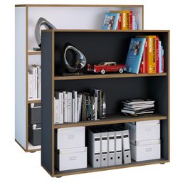 Vcm Holzregal stehend platzsparender Aktenschrank Ma&szlig;e ca. H. 110 x B. 100 x T. 33 cm Elegantes Regal B&uuml;roregal &ndash; Salia 3fach B. 100 cm