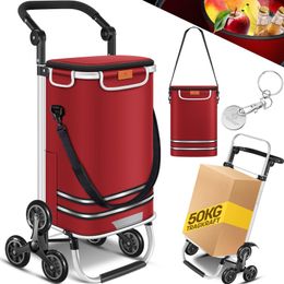 Kesser&reg; Einkaufstrolley Treppensteiger mit K&uuml;hlfach klappbar mit 56L Kapazit&auml;t und belastbar bis 50kg 3in1 Trolley Sackkarre & Umh&auml;ngetasche Faltbarer Einkaufswagen inkl. Einkaufschip