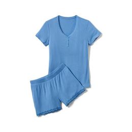 Tchibo Shorty-Pyjama aus Rippe - Blau - Gr.: S