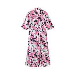 Tom Tailor Damen Midikleid mit LENZING(TM) ECOVERO(TM), rosa, Allover Print, Gr. 36