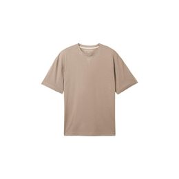 Tom Tailor Herren T-Shirt in Melange-Optik, beige, Meliert, Gr. 48