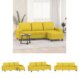 3-Sitzer-Sofa mit Hocker Hellgelb 180 cm Stoff - Sofas - Gelb - The Living Store