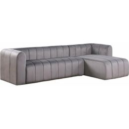 HABITAT ET JARDIN - Ecksofa aus Samt 'Victor Hugo' - 3-Sitzer - Grau