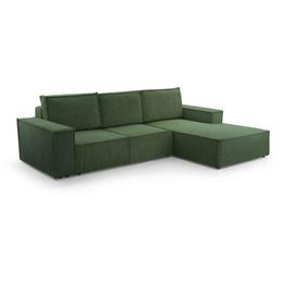 FURNIX Ecksofa AMMORIS MINI in L-Form Schlaffunktion Bettkasten PS14 Grün