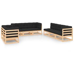 vidaXL - 8-tlg. Garten-Lounge-Set mit Kissen Massivholz Kiefer