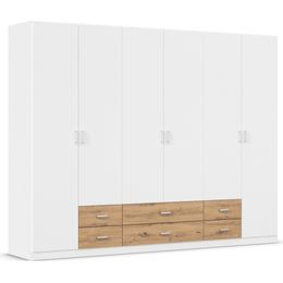 Drehtürenschrank Rauch "Kleiderschrank Schrank Garderobe Wäscheschrank GAMMA in 3 Breiten" Schränke Gr. B/H/T: 271 cm x 210 cm x 54 cm, 6 St., weiß (alpinweiß, eiche artisan) mit 6 Schubladen, in schlichtem Design TOPSELLER MADE IN GERMANY