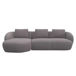Wohnlandschaft FLEXLUX "Torino, rund, L-Form, Sofa-Ecke mit Recamiere, Longchair-Sofa", braun (latte), B:276cm H:85cm T:146cm, Sofas, Wohnlandschaft, Modernes, organisches Sofa-Design, Kaltschaum, Wellenunterfederung