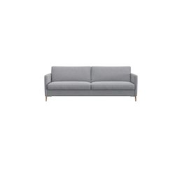 3-Sitzer FLEXLUX "Fiore, super Sitzkomfort durch Kaltschaum im Sitz", grau (sophisto gre), B:214cm H:85cm T:92cm, 100% Polyester, Sofas, schmale Armlehnen, F&uuml;&szlig;e Alu+ Eiche