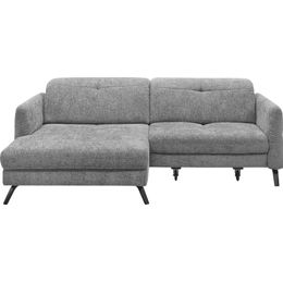 Ecksofa "SO 4400 V", grau (steel), B:259cm H:84cm T:167cm, 100% Polyester, SET ONE BY Musterring, Sofas, Ecksofa, wahlweise mit motorischer Bettfunktion & Kopfverstellung, Fu&szlig; schwarz