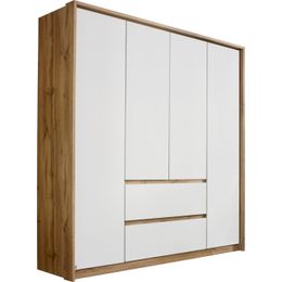 Drehtürenschrank Rauch "Mainz mit Passepartout" Schränke Gr. B/H/T: 185 cm x 212 cm x 58 cm, Ohne Beleuchtung, 4 St., weiß (eiche artisan, alpinweiß) optional mit Beleuchtung, Außentüren Push-to-Open Funktion