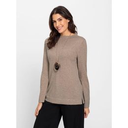 Strickpullover Inspirationen "Pullover" Gr. 36, beige (sesam-meliert) Damen Pullover