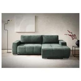 Ecksofa Inosign "Bolero L-Form" Sofas Gr. B/H/T: 241cm x 66cm x 165cm, Struktur fein, Recamiere rechts, ohne Bettfunktion, grün (racing green) mit edler Steppung, wahlweise Schlaffunktion & Bettkasten