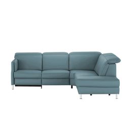 meinSofa Leder-Ecksofa Leon ¦ blau ¦ Maße (cm): B: 259 H: 83 T: 236