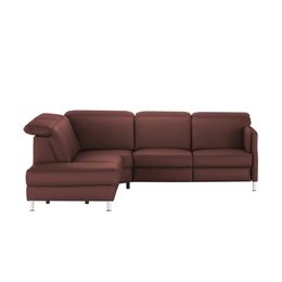 meinSofa Leder-Ecksofa Leon ¦ rot ¦ Maße (cm): B: 259 H: 83 T: 236