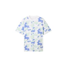 Tom Tailor Denim Herren T-Shirt mit Allover-Print, blau, Allover Print, Gr. XL