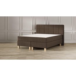 EMMA Classic Boxspringbett - braun - 180x200 cm - Kopfteil Romantisch - Natur Füße