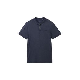 Tom Tailor Herren Poloshirt mit Logo Stickerei, blau, Uni, Gr. S