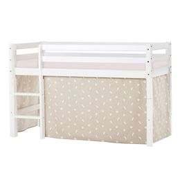 Hochbett Hoppekids "ECO Dream, Kinderbett, Spielbett, Halbhohes Bett aus Massivholz", beige (weiß, pets silbergrau), B:81cm H:105cm L:168cm, Kinderbett: 100% Massivholz: Nordische Kiefer, Vorhang: 100% Baumwolle, Hochbetten, Hochbett Kinderbett, inkl. Vorhang-Set Creator, Bettgröße & Matratze wählbar
