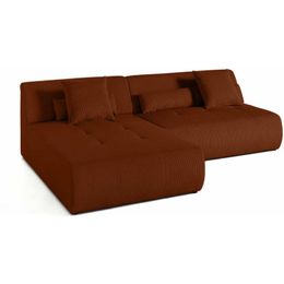 Onyx - 4-sitzer modulares ecksofa beidseitig montierbar - cord - terrakotta