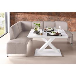 Eckbank exxpo - SOFA FASHION "Intenso, modern, wahlweise in Leder oder Textil, 244/157 cm (B/T)" Sitzbänke Gr. B/H/T: 244 cm x 91 cm x 157 cm, Struktur, Ottomane links, (langer Schenkel rechts), beige hohe Bodenfreiheit, frei im Raum stellbar, hoher Sitzkomfort