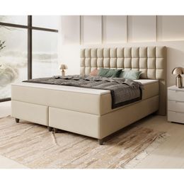 Inter Handels Boxspringbett WIEN - versch. Ausführungen - 180x200cm Samt Beige TFK