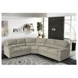 Ecksofa Egoitaliano "Doris, modernes Designerecksofa in hochwertigen Microfaserqualitäten" Sofas Gr. B/H/T: 266cm x 90cm x 246cm, Luxus-Microfaser Lederoptik, langer Schenkel rechts, grau (opal grau) edle Detailverarbeitung, wahlweise fleckenabweisend oder in Lederoptik