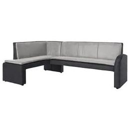 Eckbank exxpo - SOFA FASHION "Cortado, elegant und modern mit hohem Sitzkomfort" Sitzbänke Gr. B/H/T: 157cm x 89cm x 244cm, Kunstleder, langer Schenkel rechts, schwarz (schwarz/grau) hohe Bodenfreiheit, schöne Detailverarbeitung, wahlweise Lederbezug