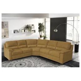 Ecksofa Egoitaliano "Doris, modernes Designerecksofa in hochwertigen Microfaserqualitäten" Sofas Gr. B/H/T: 266cm x 90cm x 246cm, Luxus-Microfaser Lederoptik, langer Schenkel rechts, gelb edle Detailverarbeitung, wahlweise fleckenabweisend oder in Lederoptik