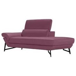 Ottomane Egoitaliano "Narcisa, Designsofa" Sofas Gr. B/H/T: 174cm x 96cm x 110cm, Leder NUVOLE, Ottomane rechts, lila (violett) mit verstellbarer Kopfstütze, Solitärmöbel als Blickfang