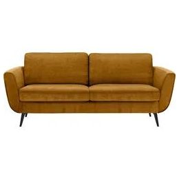 2-Sitzer furninova "Smile mit tollem Sitzkomfort, elegant und bequem, hoher Fuß" Sofas Gr. B/H/T: 177cm x 85cm x 93cm, Velours, ohne Bettfunktion, gelb (mustard) im skandinavischen Design