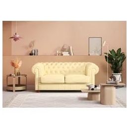 Chesterfield-Sofa Max Winzer "Kent 2-Sitzer, edel und bequem, hochwertige Detailverarbeitung" Sofas Gr. B/H/T: 173cm x 75cm x 101cm, Leder 92100, beige mit aufwendiger Knopfheftung, komfortable Armlehne, Breite 175 cm