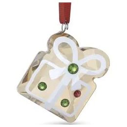 Dekohänger Swarovski "ORNAMENT GIFT, Geschenk, 5656278" Gr. B/H: 1,4cm x 3,80cm, bunt (champagnerfarben-weiß-grün-rot-metallfarben) Swarovski Kristall