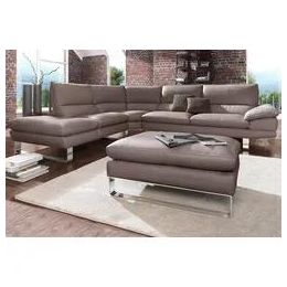 Ecksofa Calia italia "Dave, italienisches Designsofa mit erstklassigem Sitzkomfort, L-Form" Sofas Gr. B/H/T: 297cm x 87cm x 97cm, Leder BULL, Ottomane links, braun (espresso) mit tollen Lederbezügen