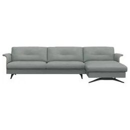 Ecksofa FLEXLUX "Glow, super bequem durch hochwertigem Sitzaufbau mit Federkern, L-Form" Sofas Gr. B/H/T: 305cm x 81cm x 158cm, Bouclé, Chaiselongue rechts, blau (sky blau) Modernes skandinavisches Design