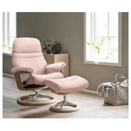 Relaxsessel stressless "Sunrise" Sessel Gr. ROHLEDER Stoff Q2 FARON, Relaxfunktion-Drehfunktion-PlusTMSystem-Gleitsystem-BalanceAdaptTM, B/H/T: 92cm x 105cm x 80cm, pink (light q2 faron) mit Signature Base, Größe L, Gestell Eiche