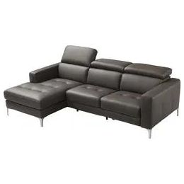 Ecksofa Egoitaliano "Matt, erstklassiger Sitzkomfort, aufwendige Detailverarbeitung, L-Form" Sofas Gr. B/H: 247cm x 100cm, Leder BULL, Recamiere links, schwarz mit verstellbaren Kopfteilen zum Relaxen