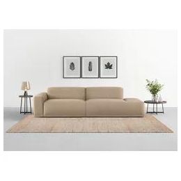 Big-Sofa Trendmanufaktur "Braga, mit hochwertigem Kaltschaum, Megasofa, in Cord erhältlich" Sofas Gr. B/H/T: 277 cm x 72 cm x 107 cm, Struktur weich LENNON, Recamiere rechts, grau (taupe grey) modernes Big-Sofa, Couch mit hohem Sitzkomfort, 27772107 cm (BHT)