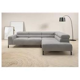 Ecksofa Places of Style "Antonelli, L-Form, inkl. Kopfteilverstellung, Breite 276 cm", grau, B:276cm H:71cm T:219cm, 95% Polyester, 5% Nylon, Sofas, ohne Sitztiefenverstellung, in Cord, grau