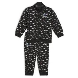 Sportanzug Puma "BMW M Motorsport Jogging-Set mit Allover-Print Klein Kinder" Gr. 104, schwarz Kinder Sportanzüge