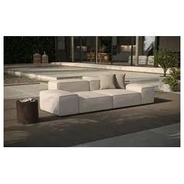 Big-Sofa DESIGNWERK "Puzzle, Designsofa für Indoor und Outdoor, bequem, modular" Sofas Gr. B/H/T: 270cm x 64cm x 135cm, Flachgewebe, Outdoor-geeignet, wasserabweisend, beige (dune) wasserabweisend und strapazierfähig