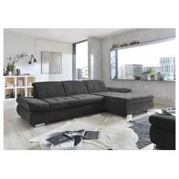 Ecksofa DIE PLANBAR "MP-IN17004 L-Form" Sofas Gr. B/H/T: 331cm x 84cm x 124cm, Chenille, Ottomane rechts, Ausführung / Funktion, schwarz wahlweise mit Bettfunktion, Sitztiefen- und Kopfteilverstellung