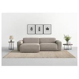 Ecksofa Trendmanufaktur "Braga, mit hochwertigem Kaltschaum, L-Form, in Cord erhältlich" Sofas Gr. B/H/T: 255cm x 72cm x 160cm, Struktur weich LENNON, Recamiere links, grau (taupe grey) modernes Sofa, Couch mit hohem Sitzkomfort, 25572160 cm (BHT)