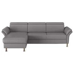 Ecksofa Home Affaire "Calypso L-Form", grau (hellgrau), B:260cm H:85cm T:172cm, 100% Polyester, Sofas, mit motorischen Funktionen im Sofa und Recamiere