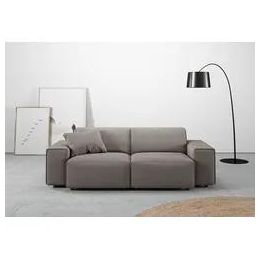 2,5-Sitzer Andas "Glimminge auch in Breitcord, Feincord + Easy care-Bezug" Sofas Gr. B/H/T: 214cm x 71cm x 101cm, Material Bezug, grau (taupe) besondere Kedernähte, Zierkissen